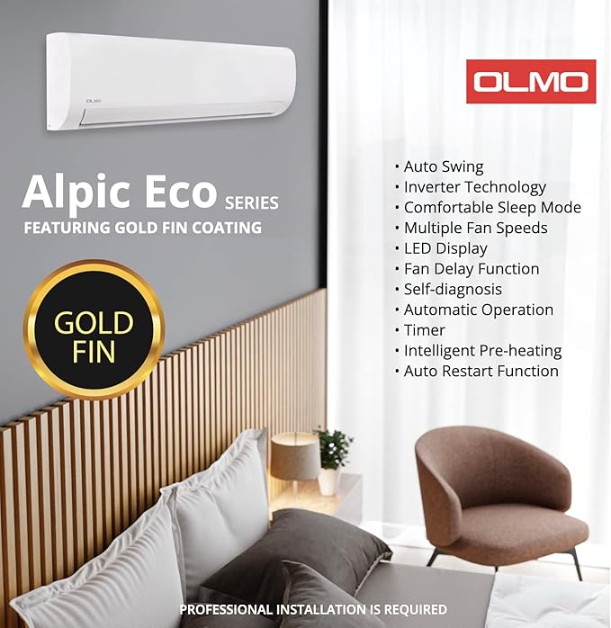 9,000 BTU R410A 115V Ductless Mini Split AC Wall Mounted OLMO Alpic Se ...